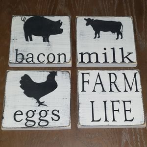 Handmade | Accents | New Farm Life Farm Animal Kitchen Sign Set Of 4 ...